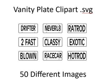 50 Fun Vanity Plate Clipart Images, SVG Files (digital Download) - Etsy