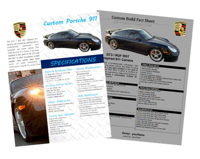 Show Car Build Sheet Template Bundle, MS Word & PDF Format, Two Styles ...