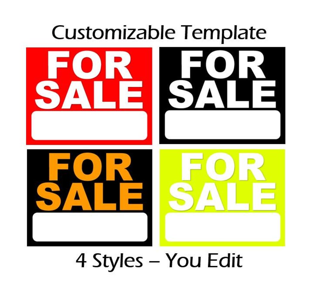 Customizable U-print for Sale Sign Templates, MS Word & PDF Format ...