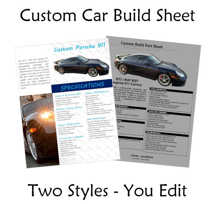 Show Car Build Sheet Template, Two Styles (MS Word & PDF) - Etsy