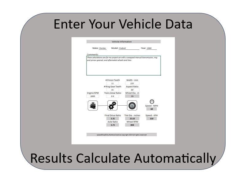 Vehicle Speed and Gearing Calculator Spreadsheet. Compare Wheel N Tire ...