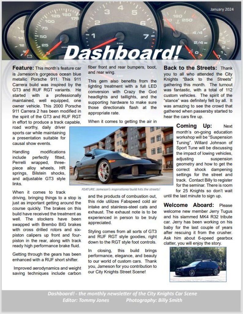 Car Club Newsletter Template Bundle, DIY, Two Styles (MS Word & PDF) - Etsy