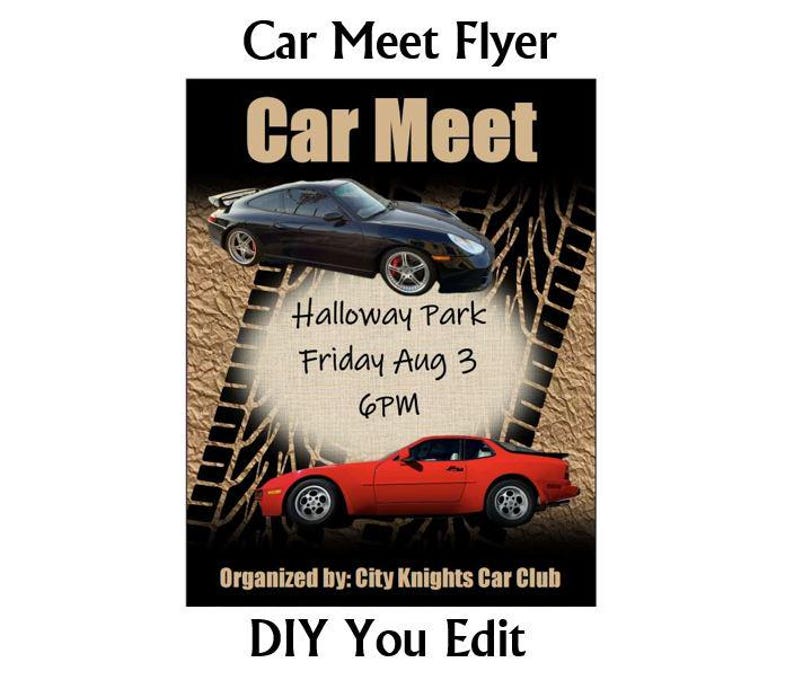 Car Meet Flyer Template, MS Word & PDF Format, Display Pictures ...