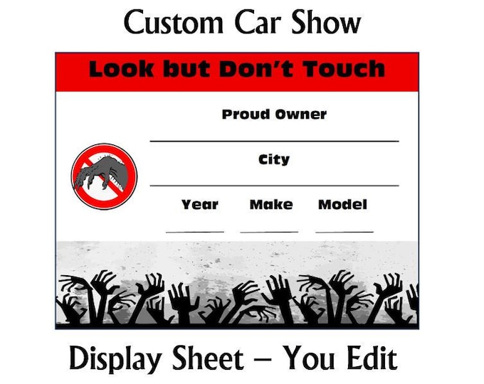 Car Show Display Sheet Template, Editable MS Word & PDF - Etsy