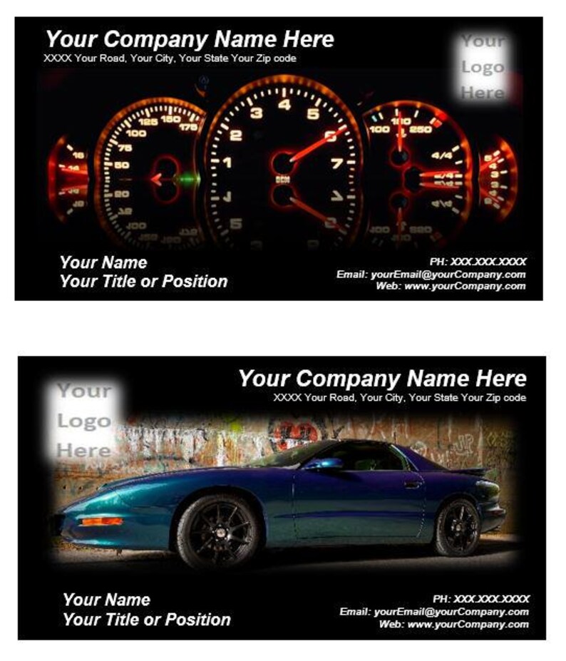 Car Themed Business Card Template Bundle, MS Word & PDF Format, 4 ...