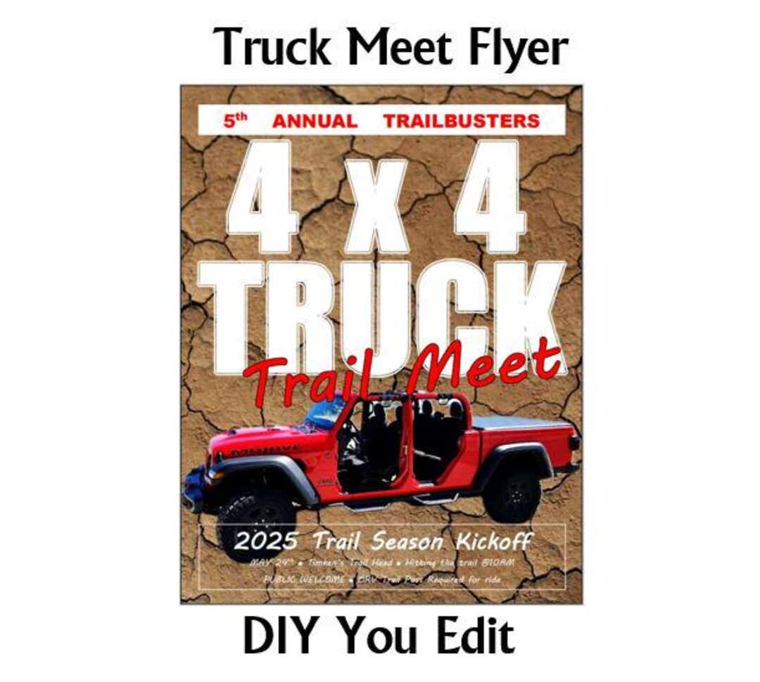 DIY 4x4 Truck Meet Flyer Template (MS Word & PDF) - Etsy