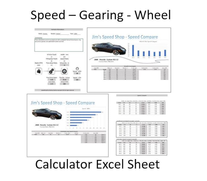 Vehicle Speed and Gearing Calculator Spreadsheet. Compare Wheel N Tire ...