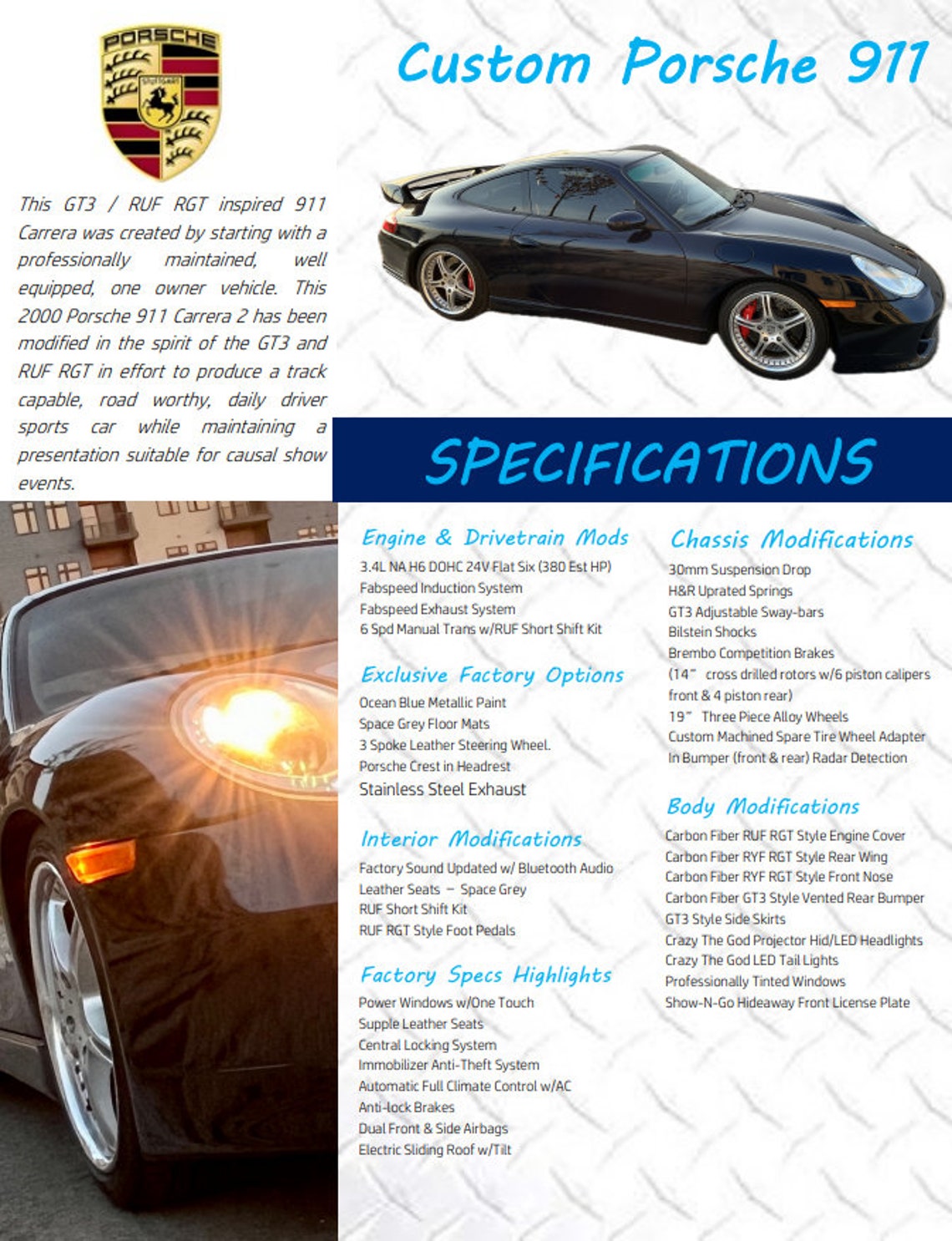 Show Car Build Sheet Template Bundle, MS Word & PDF Format, Two Styles ...