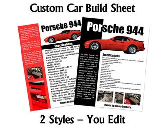 Show Car Build Sheet Template, MS Word & PDF Format, Display Pictures ...