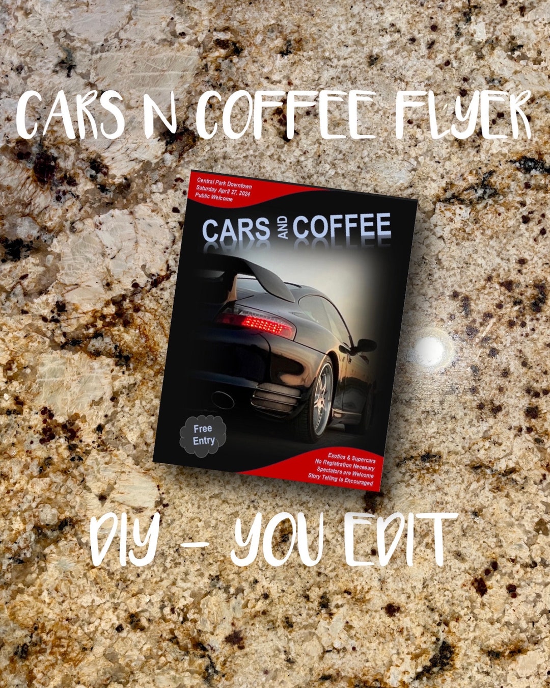 Cars and Coffee Flyer Template, MS Word & PDF Format, Display Pictures ...