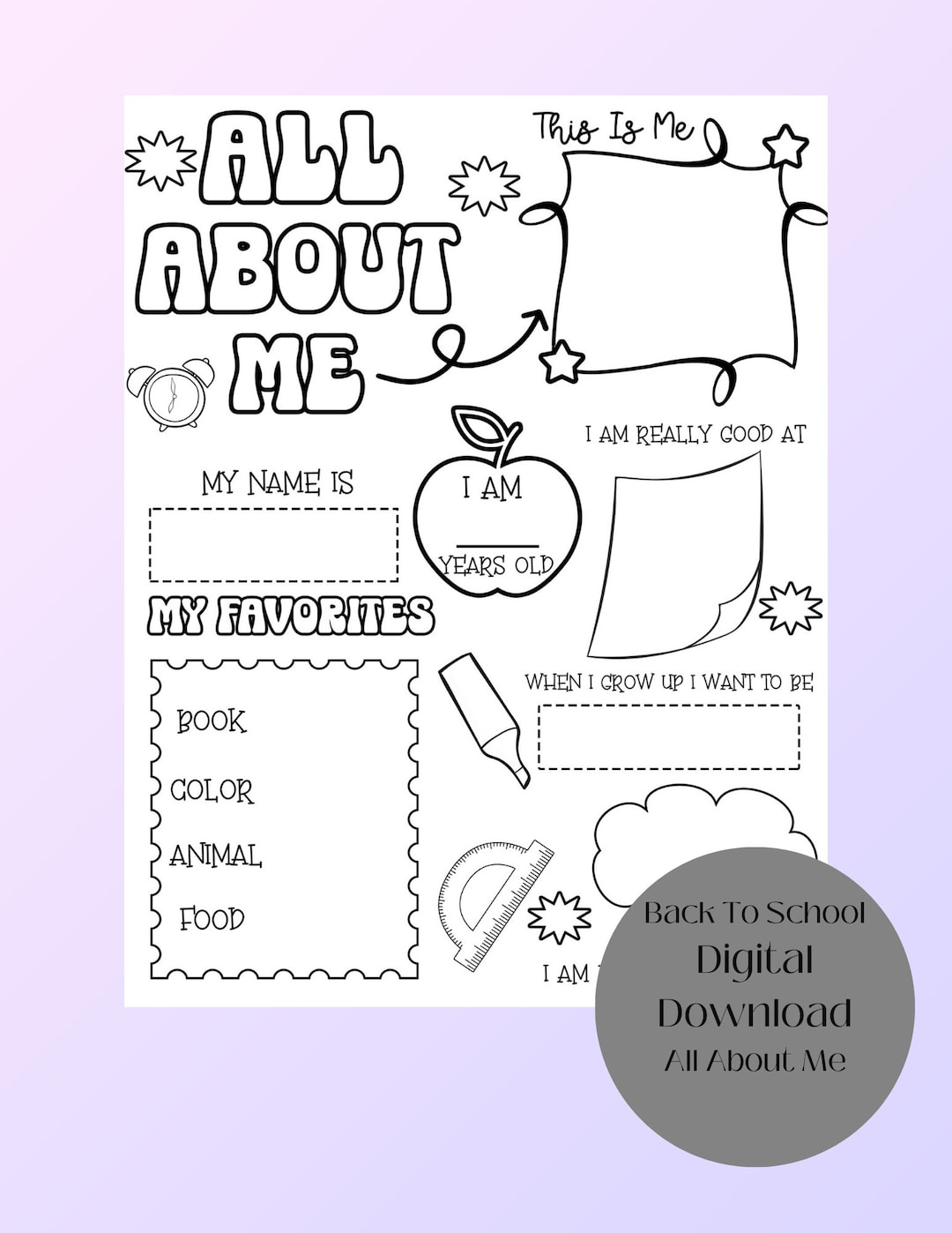All About Me | Back to School - Etsy
