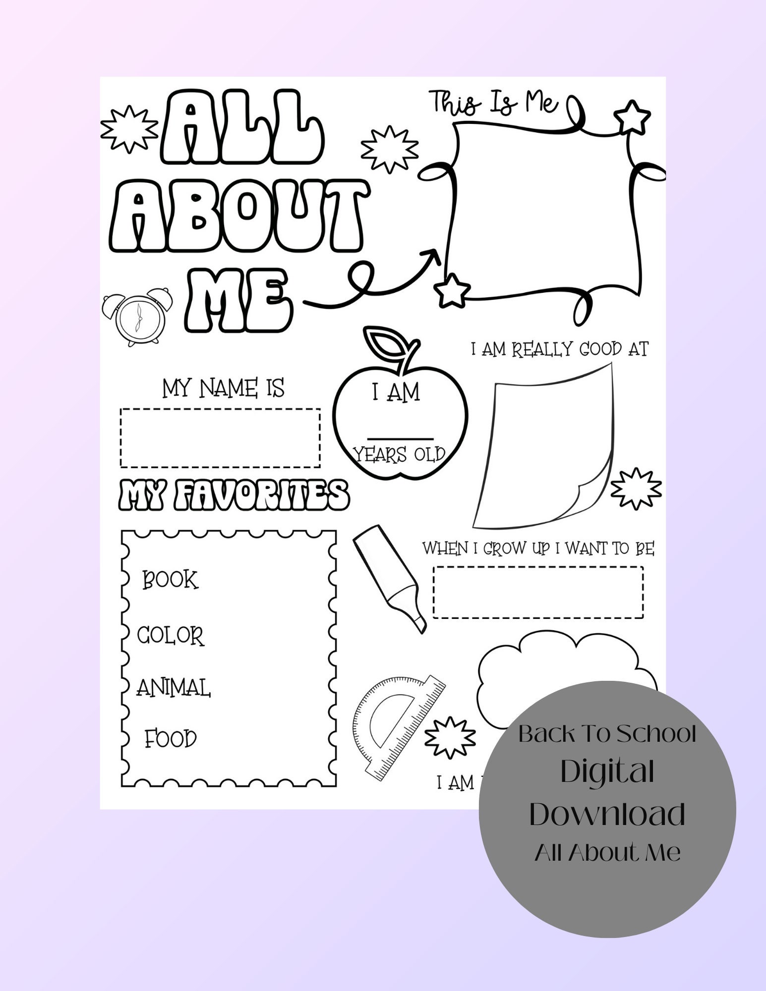 All About Me | Back to School - Etsy