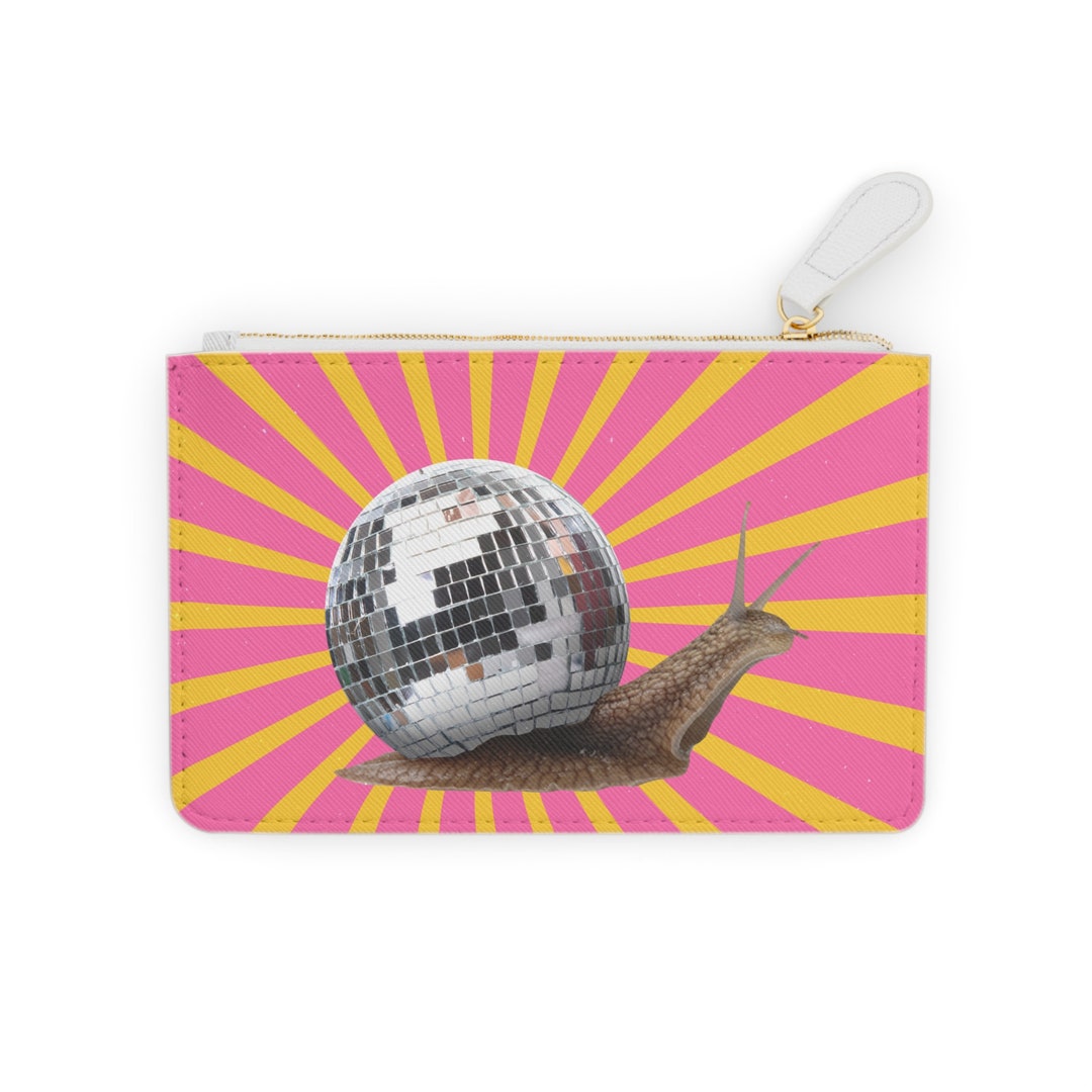 Disco Ball Mini Clutch Bag, Pink Snail Ladies Purse, Mod Vegan Leather ...