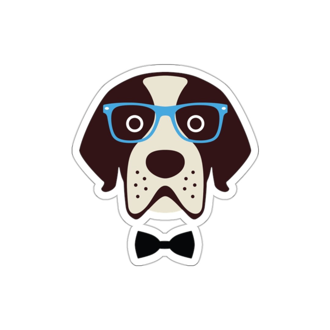 Distinguished Dog Die-cut Stickers, Dog Wearing Glasses, Cute Dog Decal ...