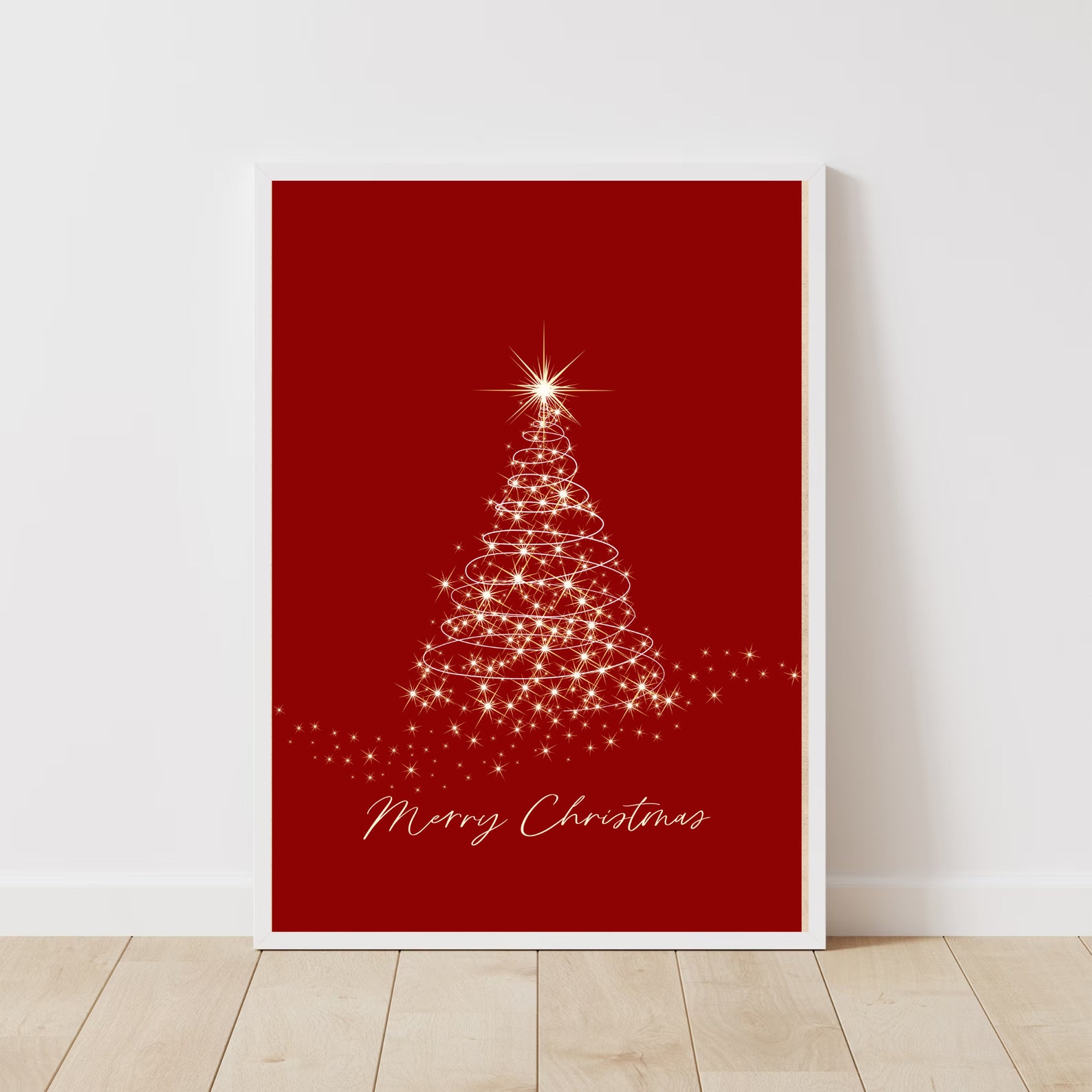 Red Christmas Sparkle Tree With Merry Christmas Decor, Christmas Wall ...