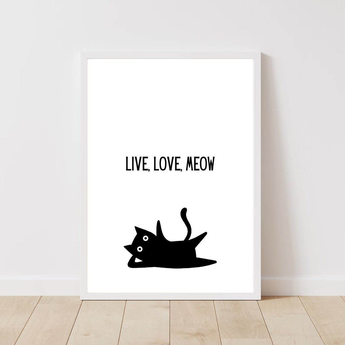 Live, Love, Meow With Black Cat Digital Poster Print Download for ...