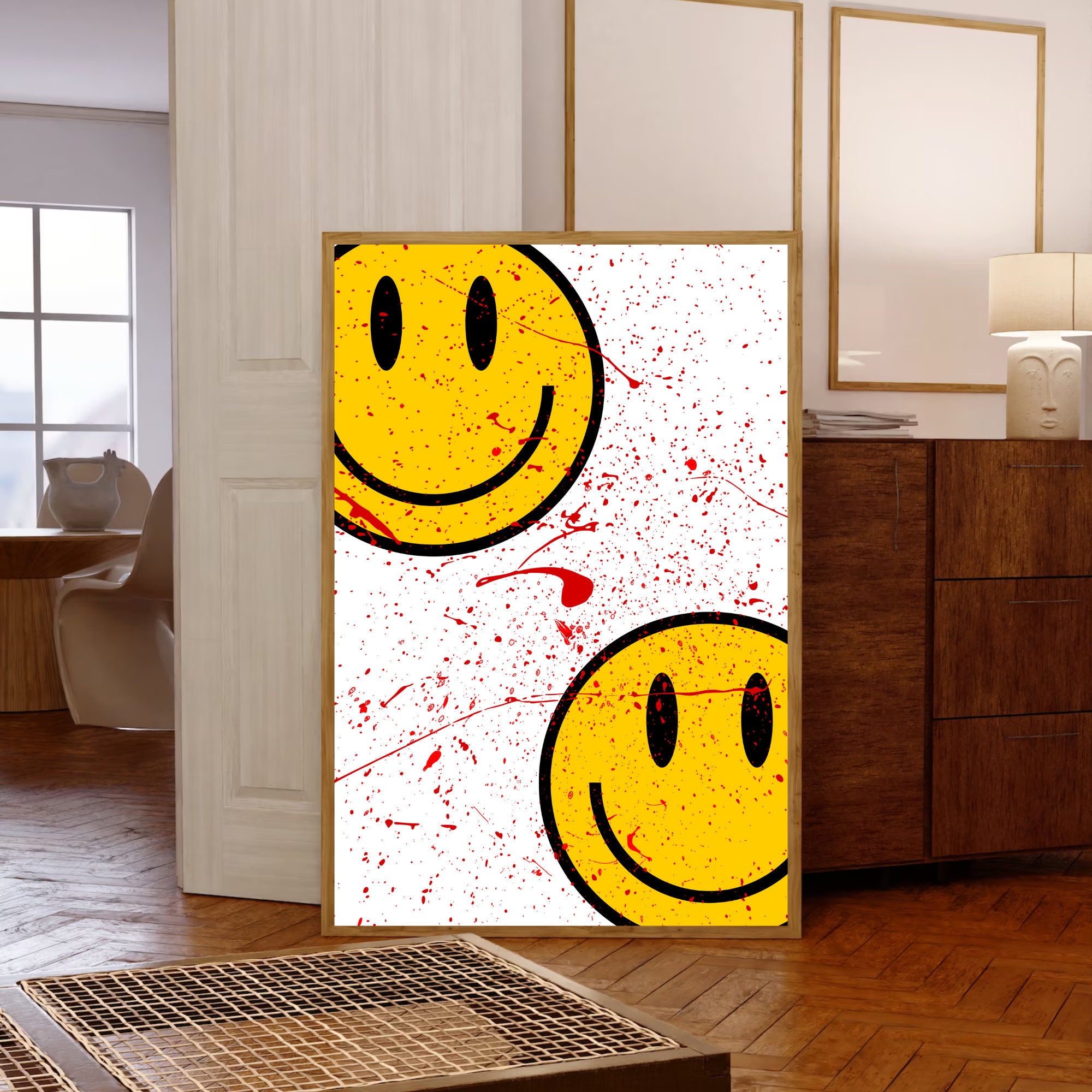 Smiley Face Blood Splatter Print, Dorm Room Art (digital Download) - Etsy