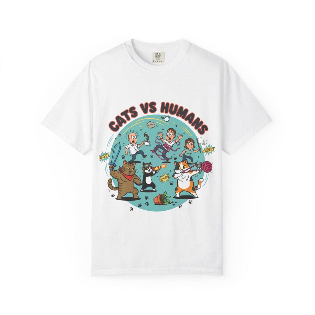 Cats Vs Humans T-shirt | Funny Cat Cartoon Illustration - Etsy