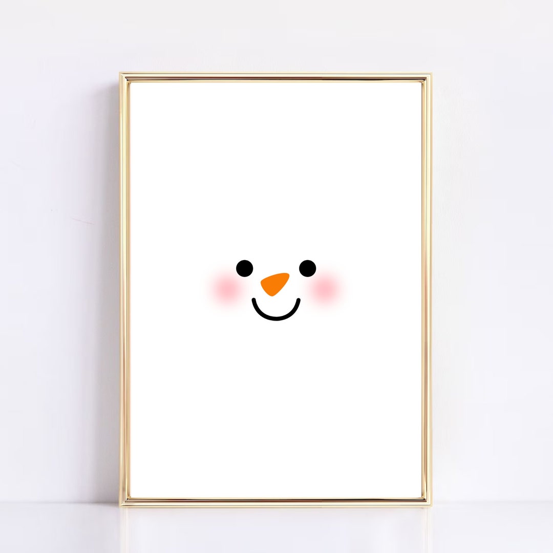 Cute Snowman Smiley Face Digital Print Poster Download, Cute Trendy ...