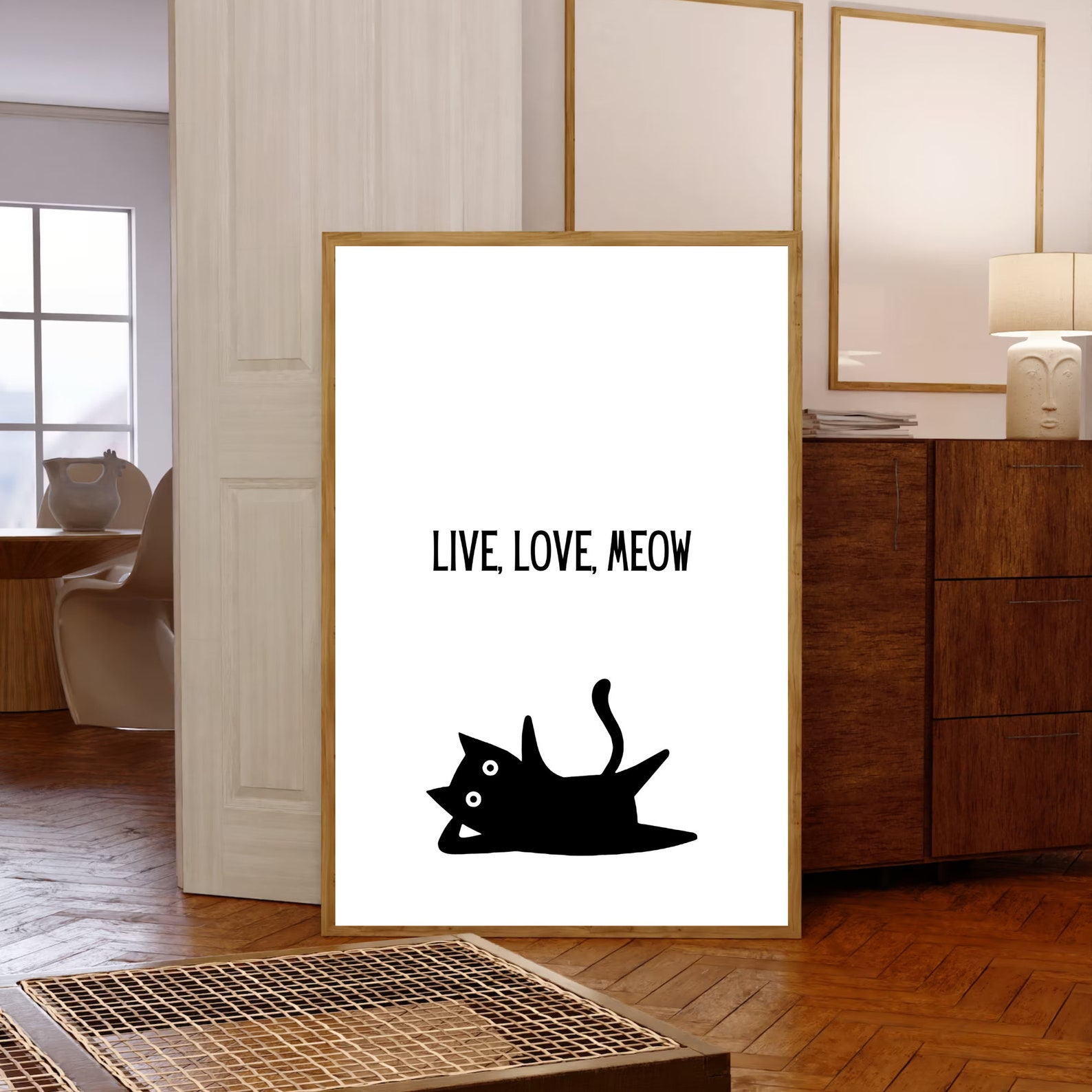 Live, Love, Meow With Black Cat Digital Poster Print Download for ...