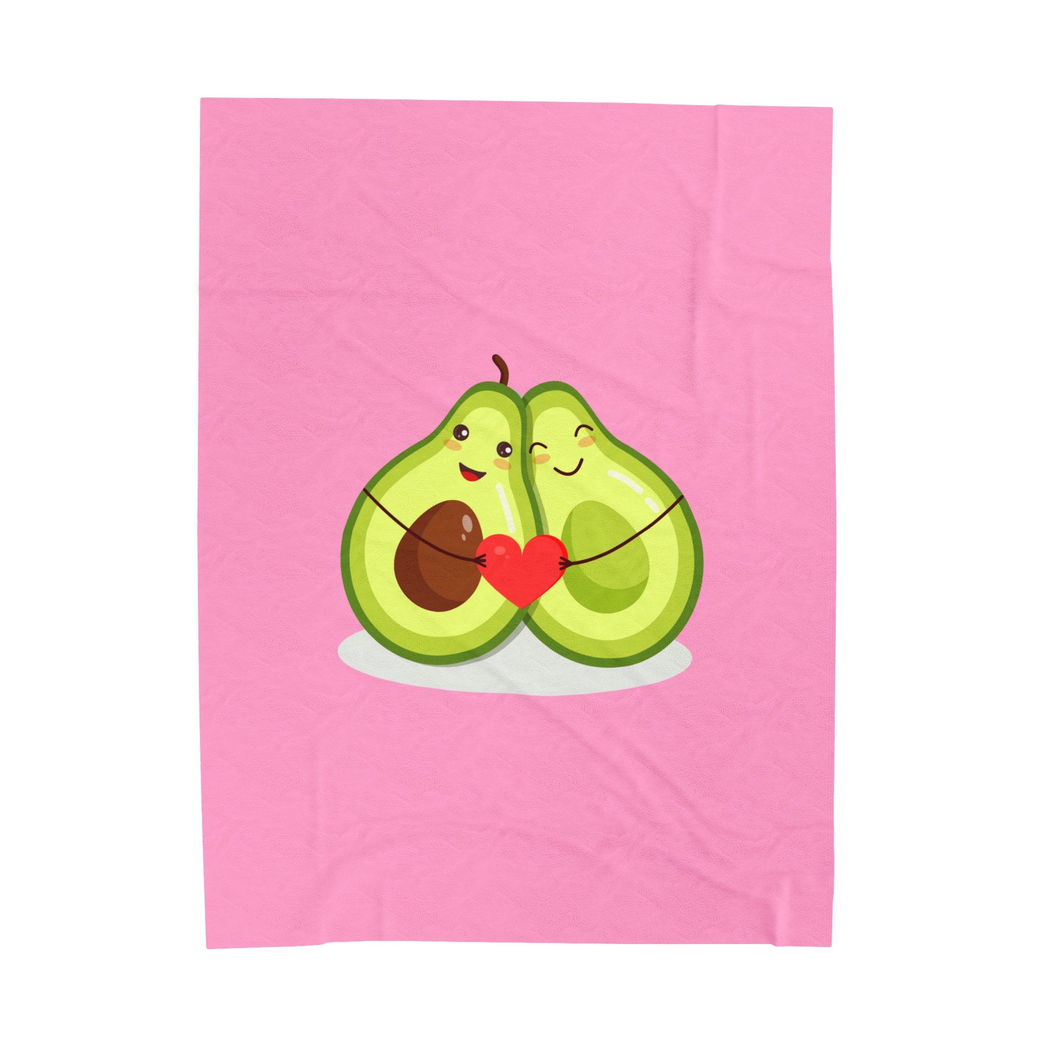 Cute Cartoon Avocado Hugging Each Other With Heart Velveteen Plush ...