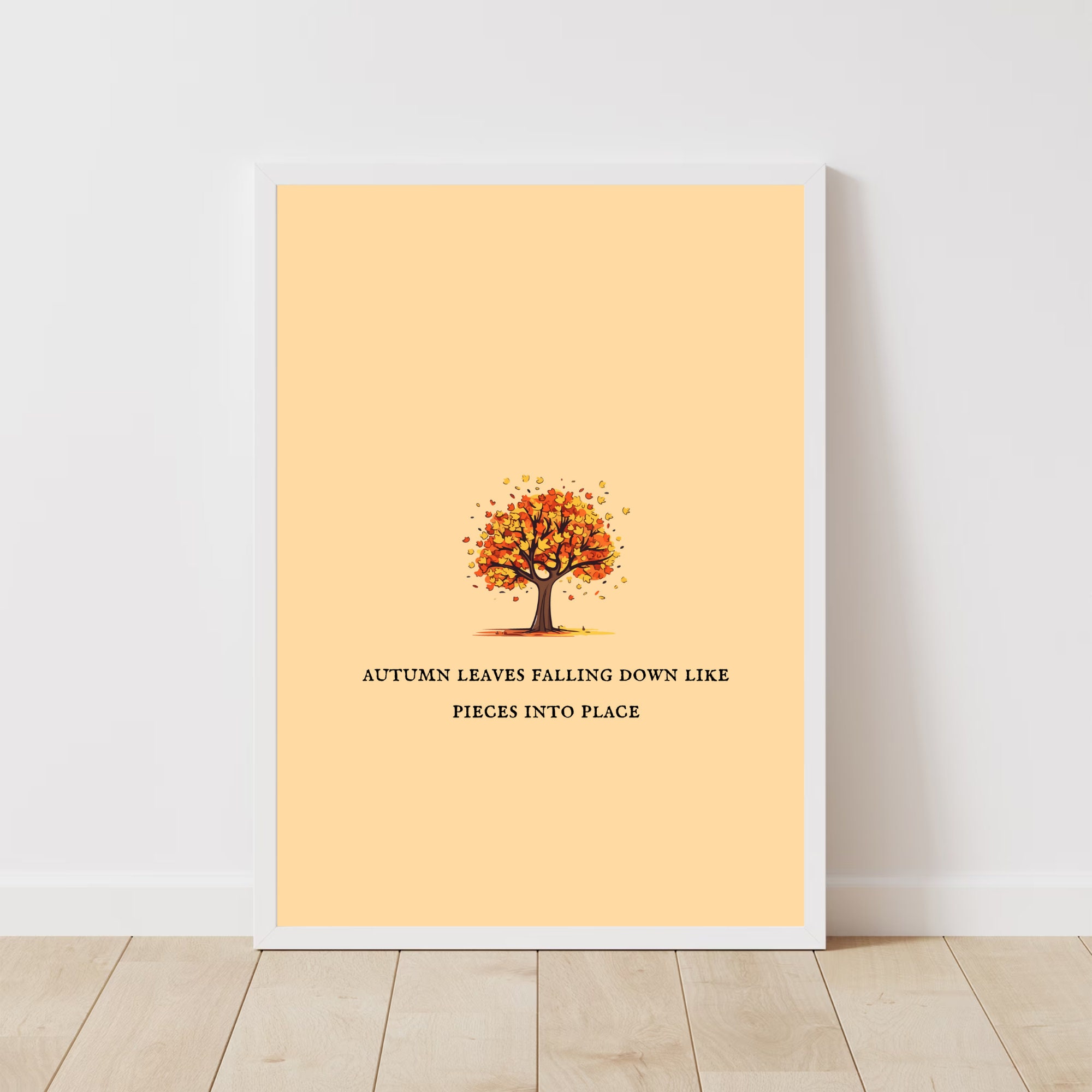 Autumn Leaves Falling Down Like Pieces Into Place With Autumn Tree ...