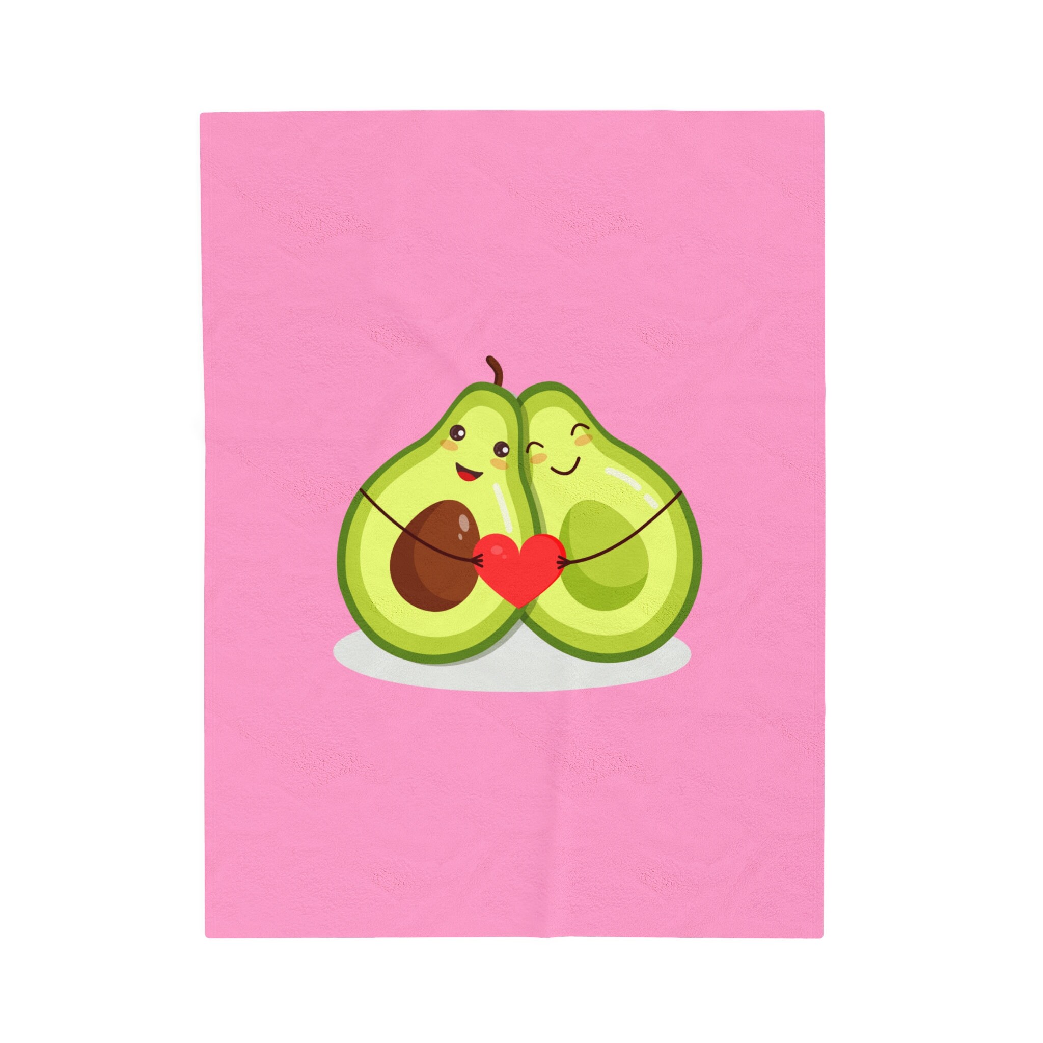 Cute Cartoon Avocado Hugging Each Other With Heart Velveteen Plush ...