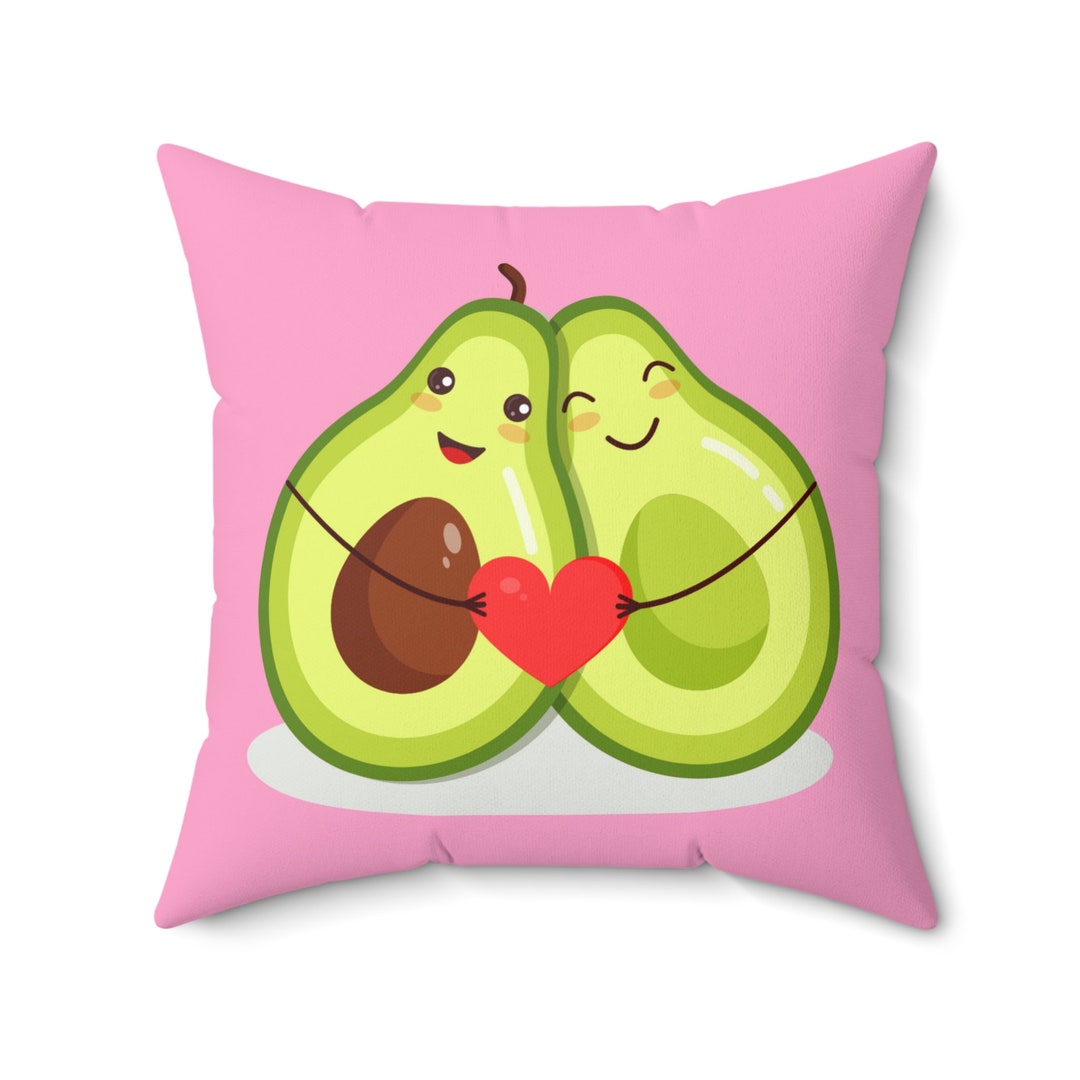 Cute Cartoon Avocado Hugging Each Other With Heart Spun Polyester ...
