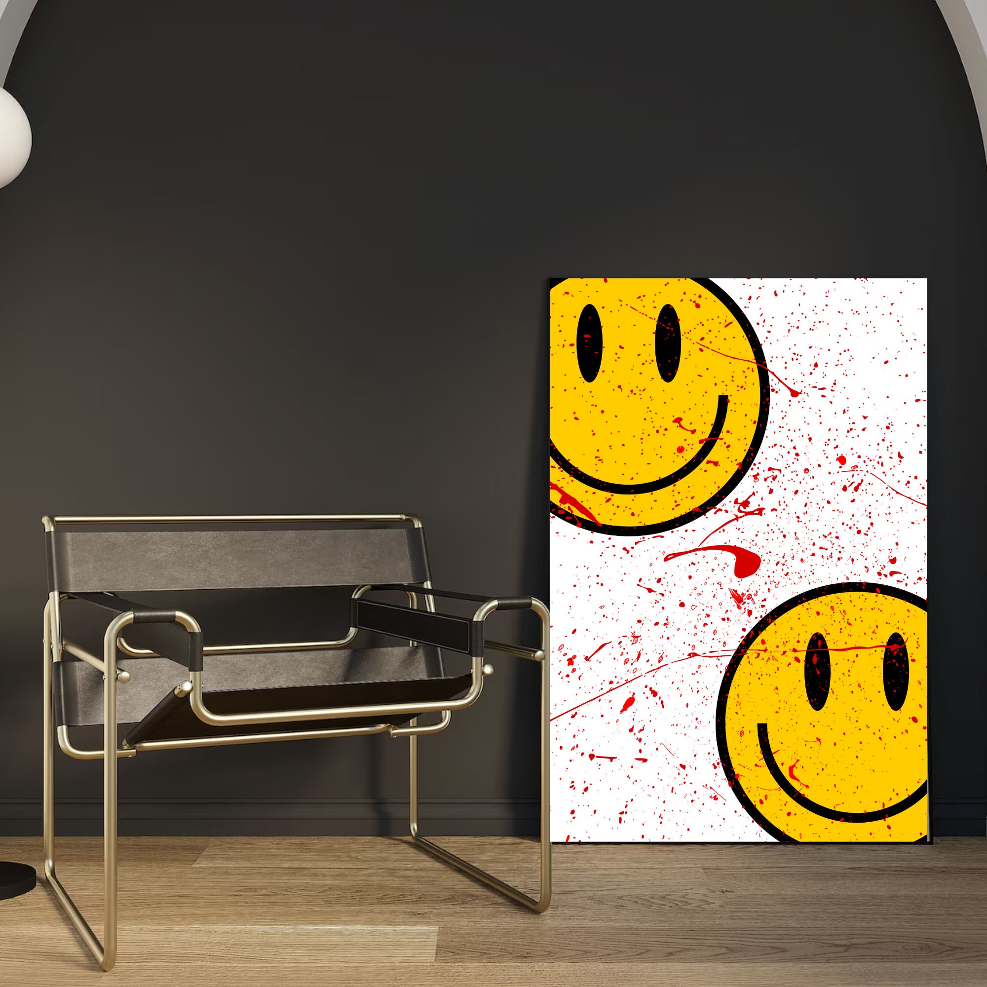 Smiley With Blood Splat Digital Print Poster Download With White ...
