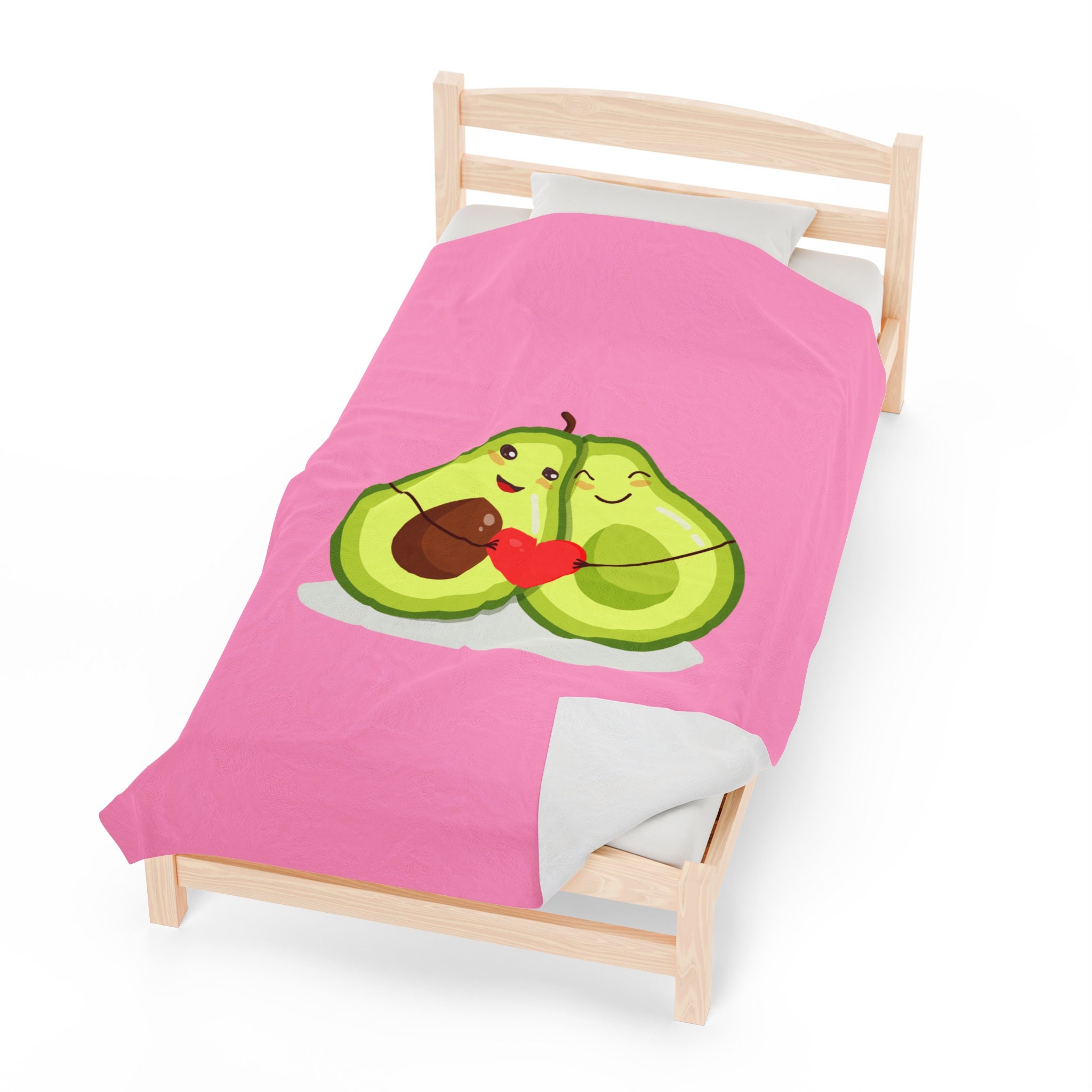 Cute Cartoon Avocado Hugging Each Other With Heart Velveteen Plush ...