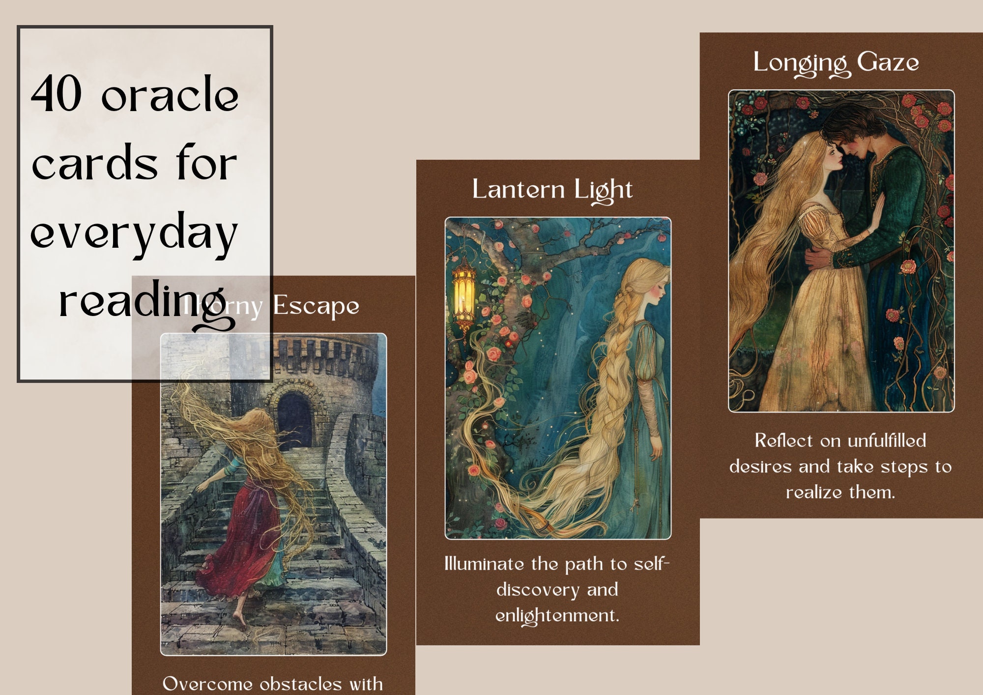 Rapunzel Inner Guide Oracle Printable Cards Deck, Fairy Tale Romantic ...