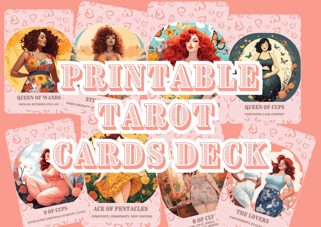 Body Positive Printable Tarot Cards Deck Digital Romantic Reading Set ...