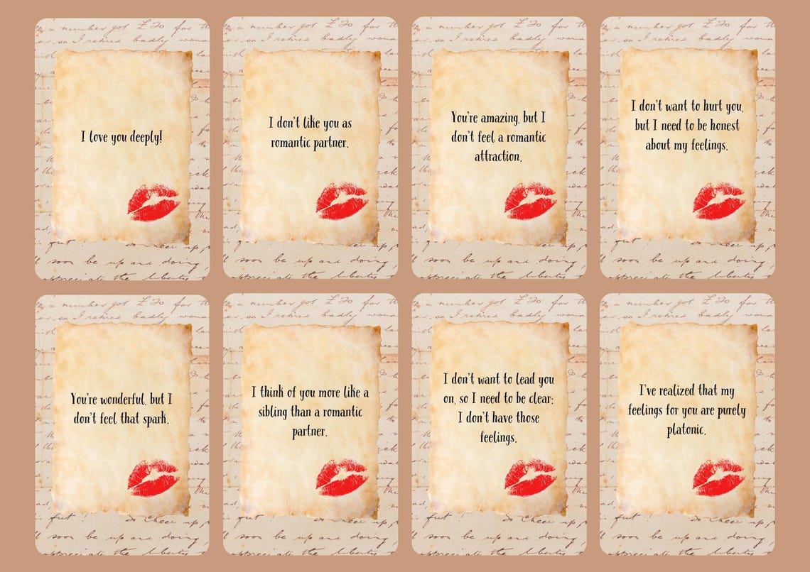 Love Letters Oracle Printable Cards Deck, Romantic Messages Reading ...