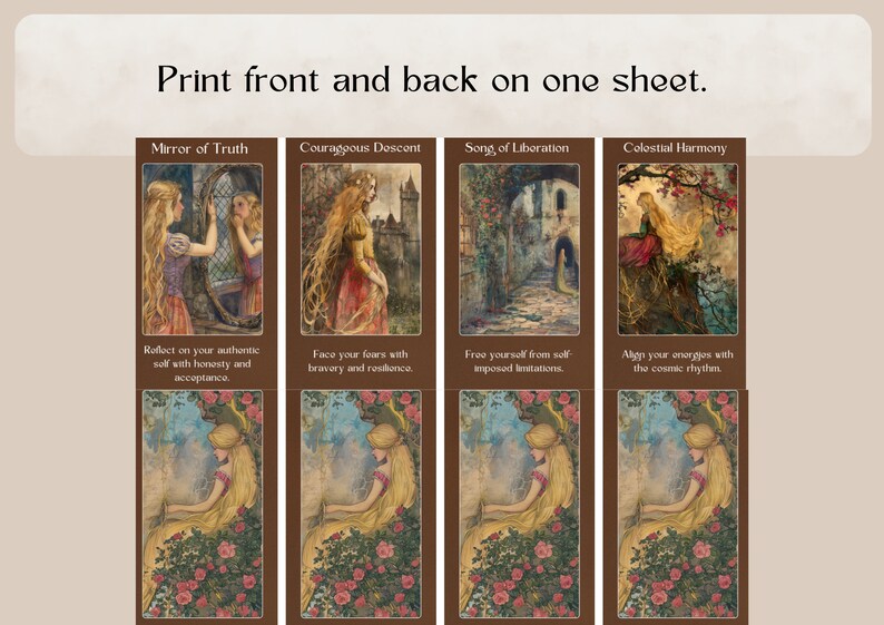 Rapunzel Inner Guide Oracle Printable Cards Deck, Fairy Tale Romantic ...