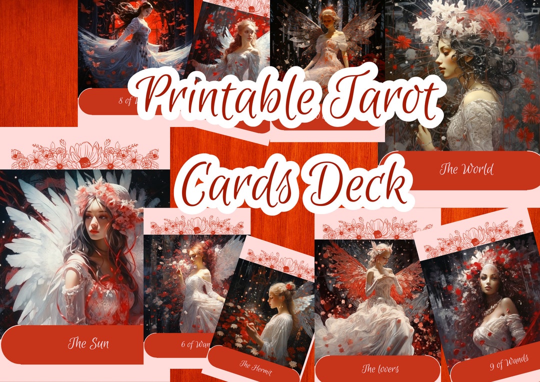 Red Fairy Printable Tarot Cards Deck Digital Romantic Magic - Etsy ...
