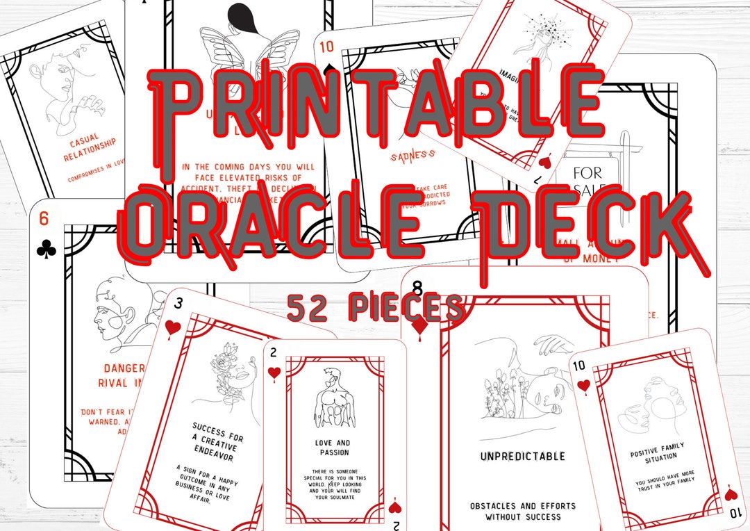 Printable Oracle Cards Deck Playing Cards, Oracle Set for Tarot Reading ...