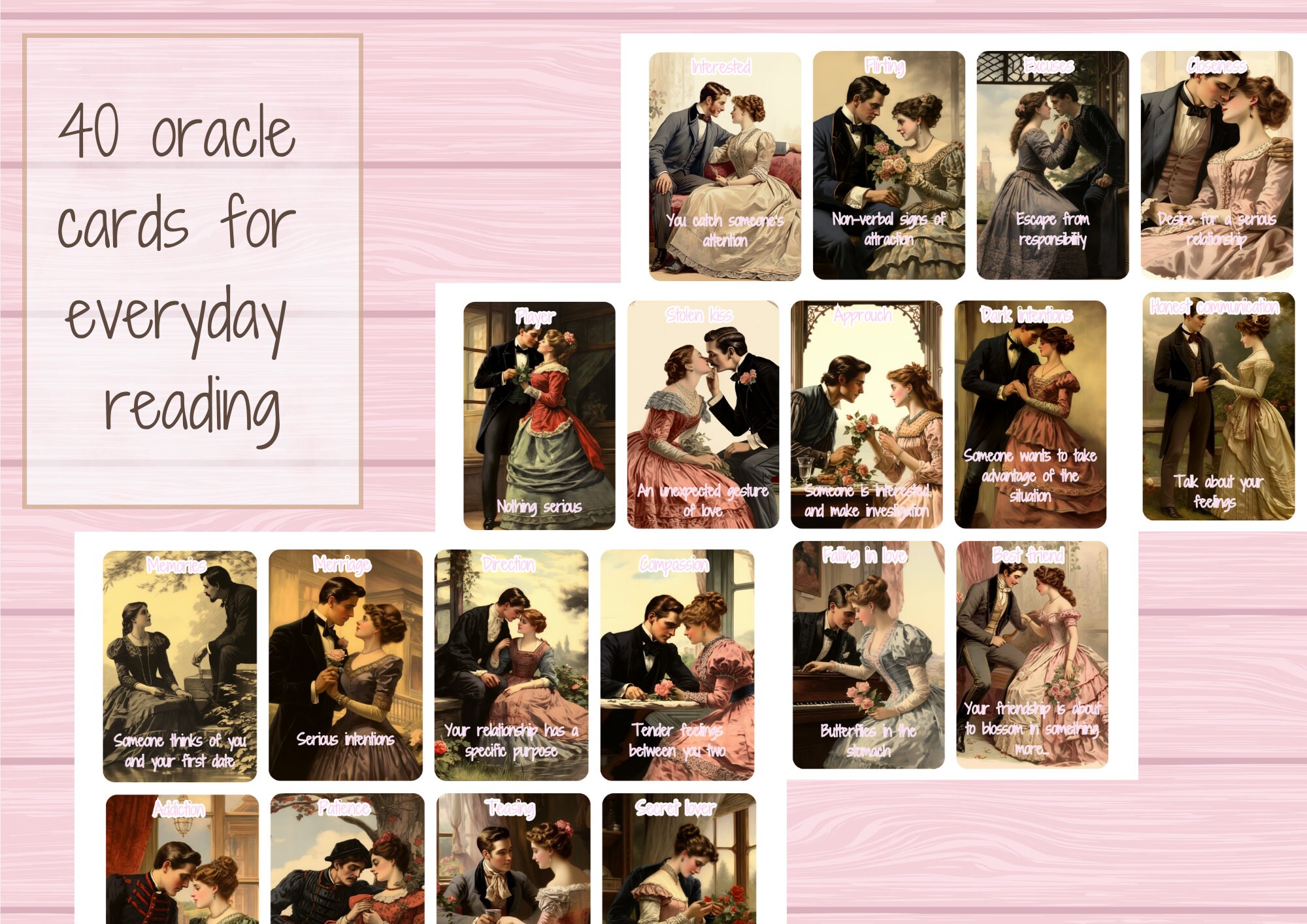 Printable Oracle Cards Deck Victorian Courtship, Oracle Set for ...