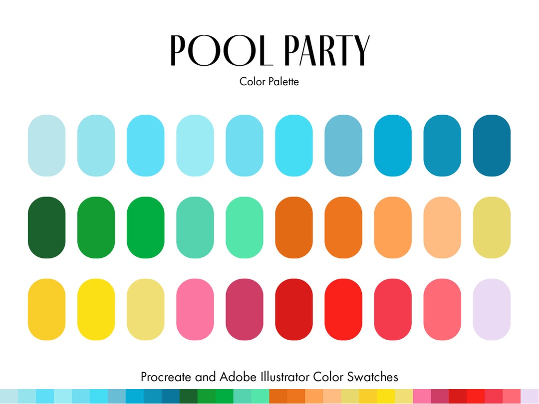Pool Party Procreate Color Palette Adobe Illustrator Swatches - Etsy
