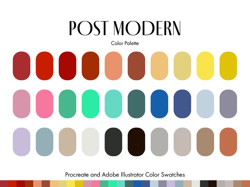 Post Modern Procreate Color Palette With Hex Codes Adobe Illustrator ...