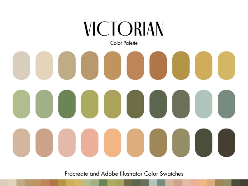 Victorian Procreate Color Palette With Hex Codes Adobe Illustrator ...