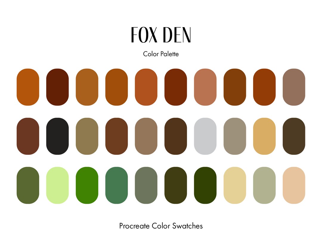 Fox Den Procreate Color Palette Swatches iPad Illustration - Etsy Hong Kong