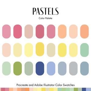 Pastels Procreate Color Palette With Hex Codes Adobe Illustrator ...