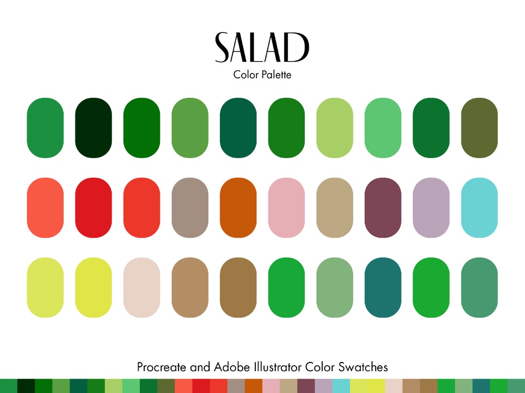 Salad Procreate Color Palette With Hex Codes Adobe - Etsy