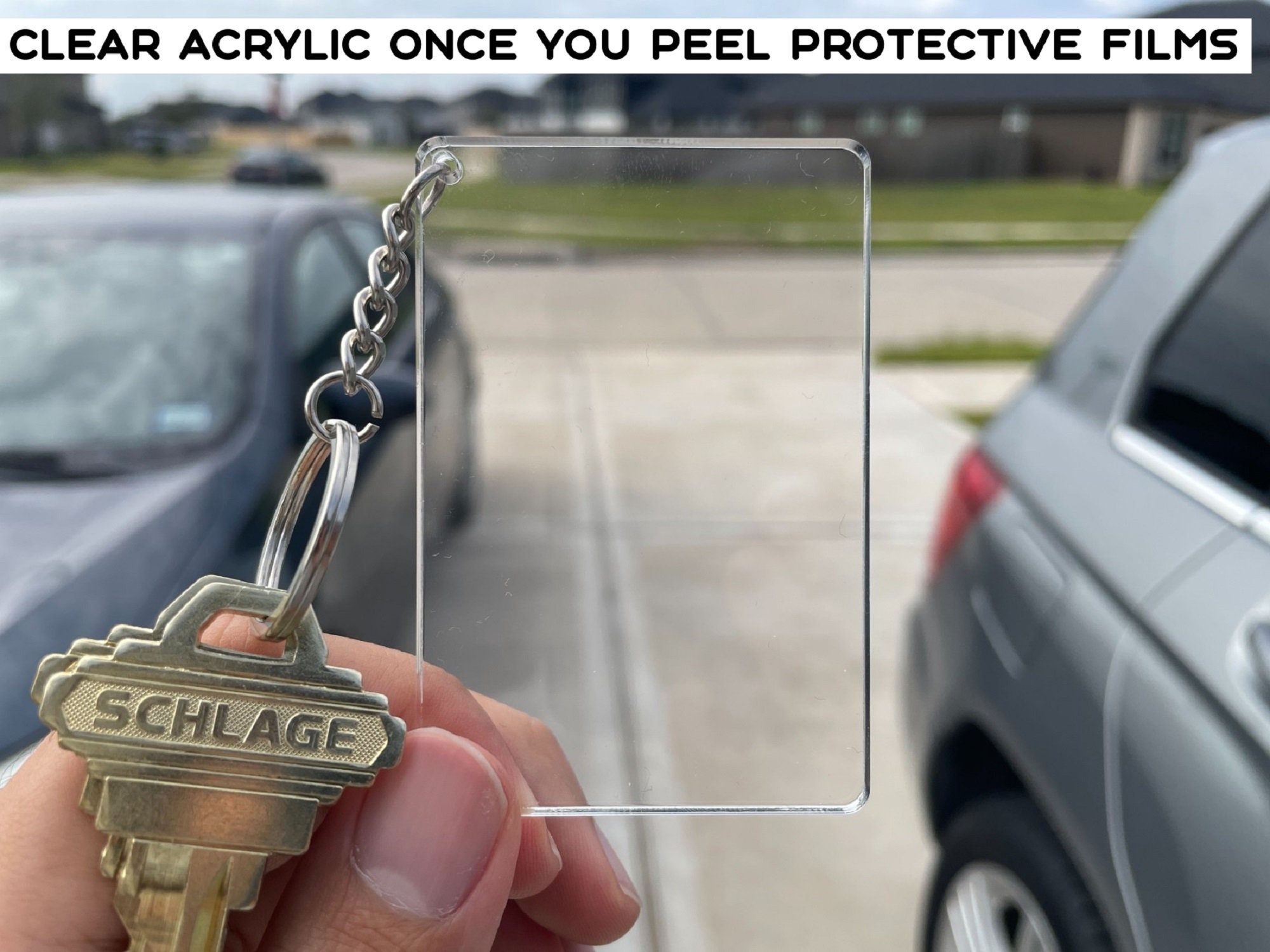 Rectangle Blank Clear Acrylic Photo Keychain-choose Quantity--5pcs. or ...