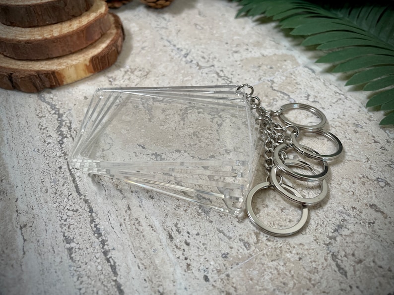 Rectangle Blank Clear Acrylic Photo Keychain-choose Quantity--5pcs. or ...