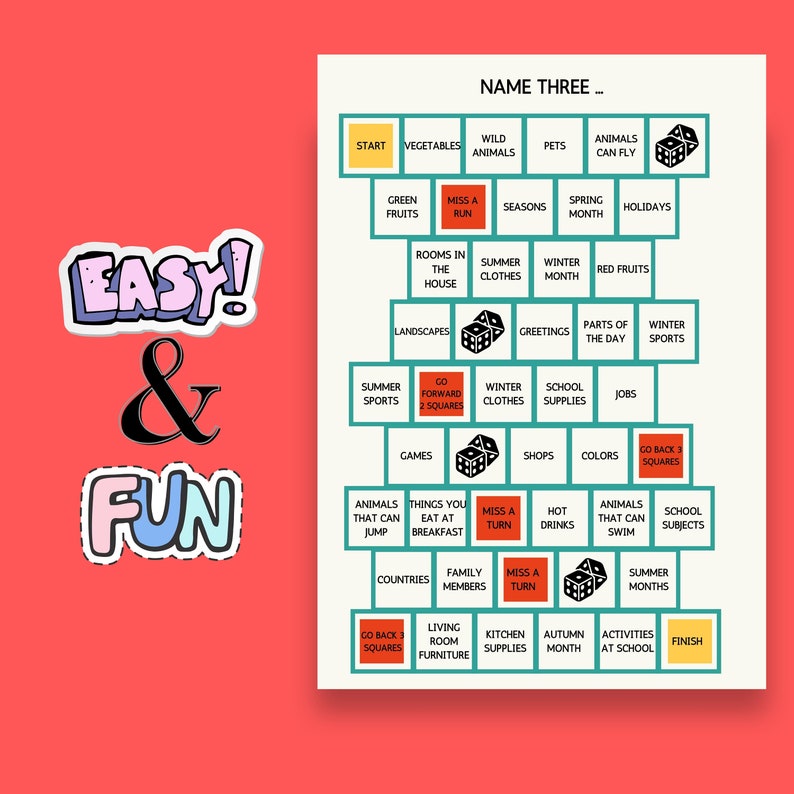Children's Creative Thinking Game, Name Three Thing, Montessori ...
