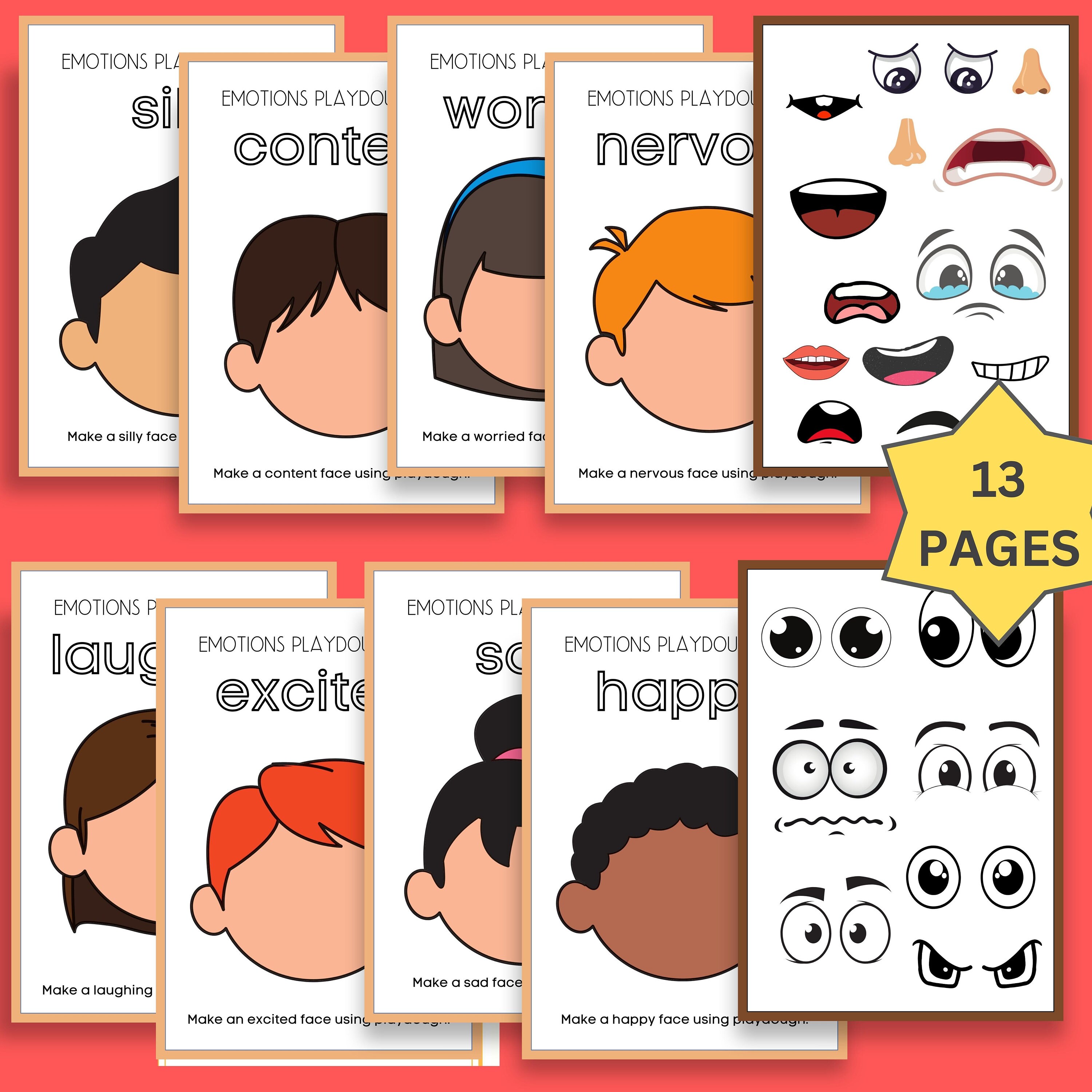 Children's Emotion Playdough Mat, Printable Feelings Playdough Activity ...