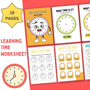 Printable Kids Clock Learning Worksheets, Children Time Practice Sheet ...