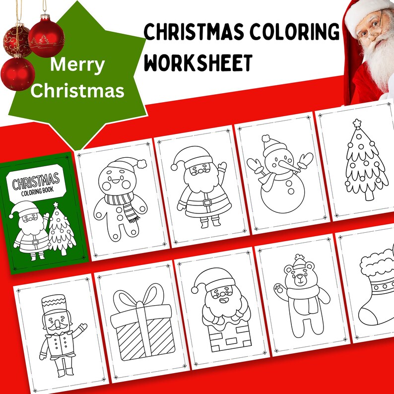 Christmas Coloring Workbook, Xmas Activity Book for Kids, Christmas ...