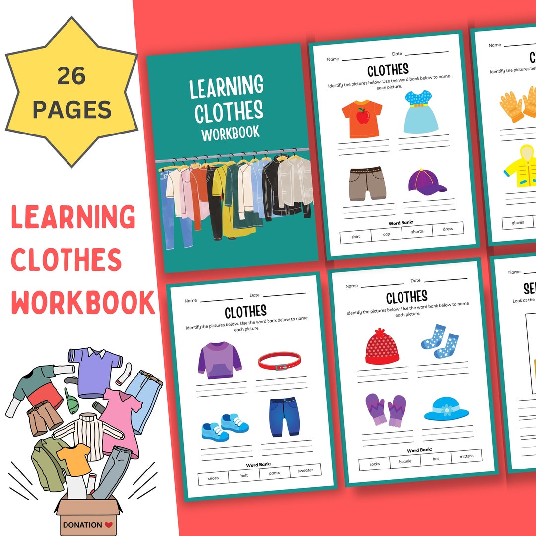 Kids Clothes Learning Workbook, Educational Kit for Kids, Montessori ...